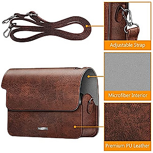 Fintie Protective Case for Fujifilm Instax Wide 300 Instant Film Camera - Premium Vegan Leather Bag Cover with Removable Strap, Vintage Brown