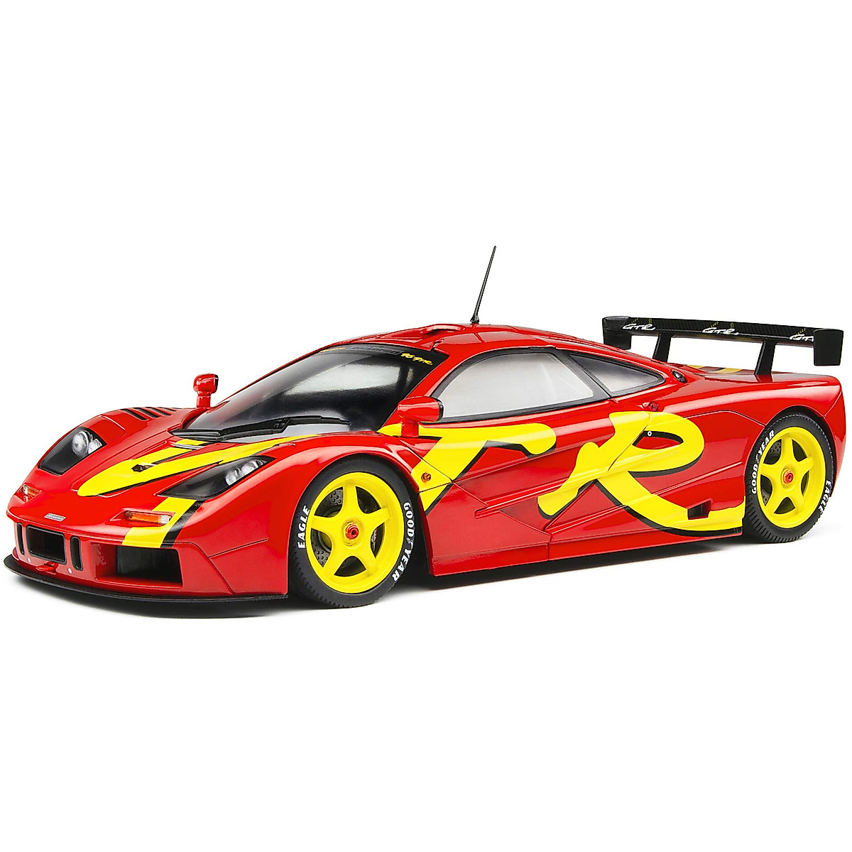 1996 McLaren F1 GTR Short Tail Launch Livery Red with Yellow Graphics 1/18 Diecast Model Car by Solido S1804102