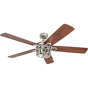 Honeywell Ceiling Fans Bonterra, 52 Inch Contemporary Indoor LED Ceiling Fan with Light and Remote Control, Dual Finish Blades, Reversible Motor - Model 50610-01 (Brushed Nickel)