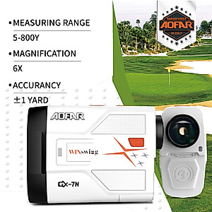 AOFAR GX-7N, High-Precision Golf Rangefinder with Slope Switch, Continuous Scan, Flag-Lock, 800 Yards, Waterproof, Accessories Included, White, Model GX-7N