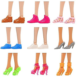 52 Pcs Fashion Doll Clothes and Accessories for 11.5 Inch Girl Doll Include 16 Pcs Mini Floral Sequin Dresses 36 Different Accessories Shoes, Handbags, Glasses, Necklace Accessories for Gril Doll