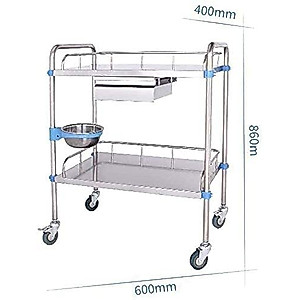 JYDQM Stainless Steel Trolley-Double Cart Trolley Trolley Care Dressing Medical Cart Clinic Beauty Trolley (Size : 80)