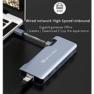 USB C Hub Adapter, BEST CABLE 7 in 1 USB C to HDMI 4K Adapter, Gigabit Ethernet RJ45, USB C Power Delivery, 2*USB 3.0 Port, SD/TF Card Reader Compatible with MacBook Pro,MacBook Air,Samsung,and More