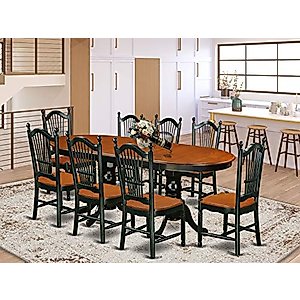 East West Furniture PLDO9-BCH-W Dining Set, 9-Piece
