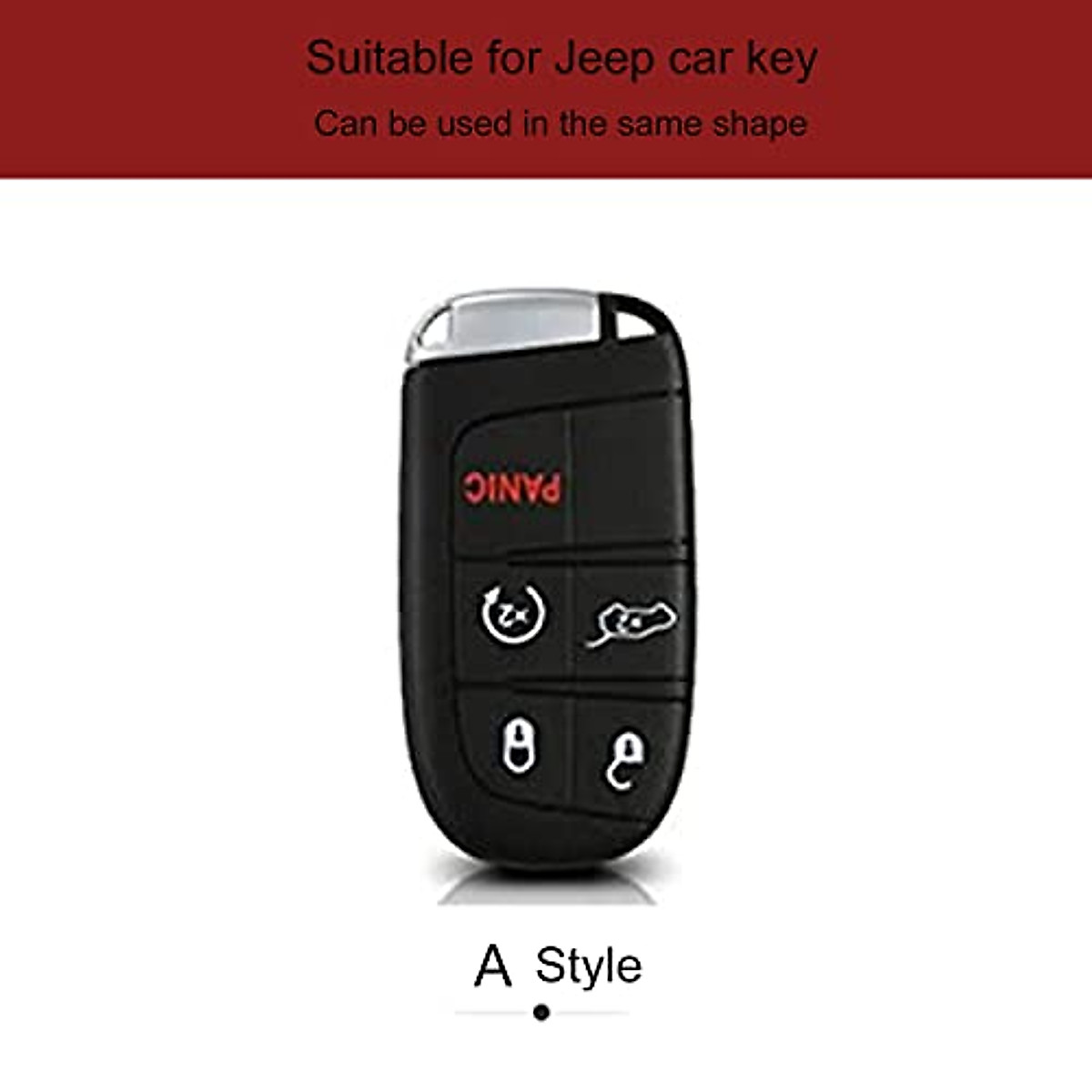 Leather Car Key Fob Cover Compatible with Jeep Keyless Remote Control Grand Cherokee Dodge Challenger Charger Dart Durango Journey Chrysler 200 300 Fiat etc (A Style, Blue)