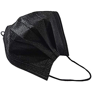 Decor and Home Disposable Face Masks, 50 Pack, Black, 3-Ply, Single Daily Use, Face Mask for Women & Men