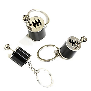 iJDMTOY Chrome Polished Alloy Metal Gear Box Shifter Shape Key Chain Ring Keychain