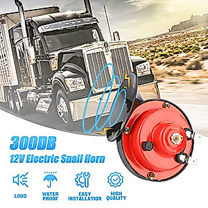 Super Loud Train Horns, 12V Waterproof Durable Car Air Electric Snail Horn, Raging Sound Air Horns Replacement Kit, Automotive Accessories Universal for Car, Motorcycle, Truck, Bike, Boat (Red)