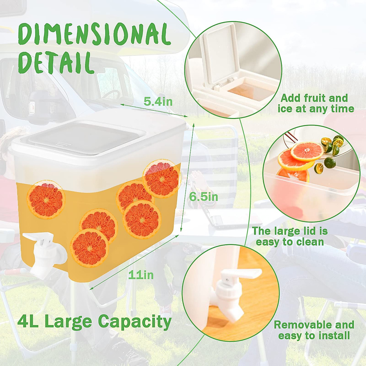 1 Gallon Drink Dispenser Beverage Water Dispenser for Fridge Plastic Cold Drink Dispenser with Spigot Juice Lemonade Dispenser with 30Pcs Hard Plastic Cups for Parties Stand and Daily Use