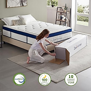 Zeelovtress Full Mattress 14 Inch,Gel Memory Foam Innersprings Hybrid Mattress Medium Firm 5-Zone Targeted Support Back Pain Relief CertiPUR-US Foam 120 Nights Trial