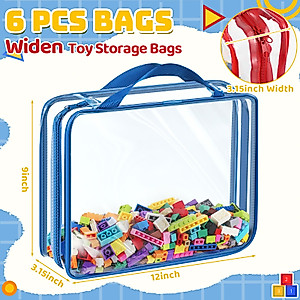 Windyun 6 Pcs Large 12 x 9 x 3.15 Inch Toy Storage Organizer Toy Organizer Gift for Christmas Board Game Storage Bag Toy Storage Bags Playroom Organization Building Blocks Books Storage Supplies