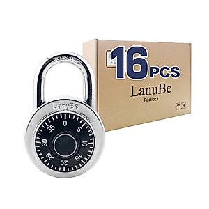 LanuBe Lock Standard Dial Combination Lock, 2 in. Wide, with Different Combinations, Black Turnplate, Pack of 16; Lock for School, Employee, Gym & Sports Locker, Case, Toolbox, Fence and so on