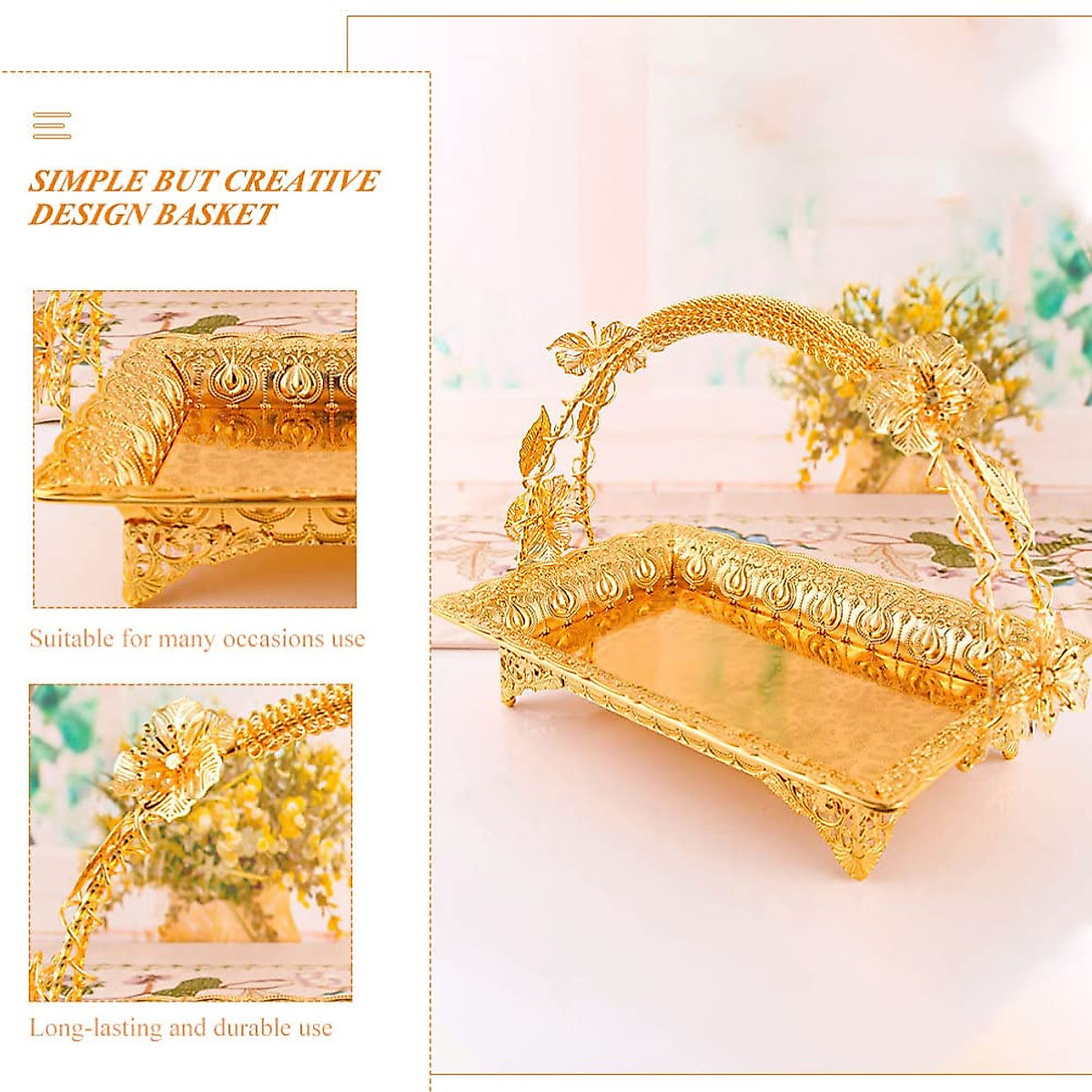 ARTIBETTER Metal Fruit Basket Classical Birthday Cake Alloy
