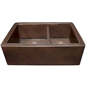 Native Trails CPK276 Farmhouse Duet Apron-Front Kitchen Sink, 33" x 22", Antique Copper