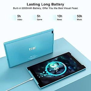 TJD 10.1 inch Tablet,Android Tablets,2GB RAM 32GB ROM, Quad Core Processor, HD IPS Screen, 2.0MP Front+5.0MP Rear Camera,Google Tablet, Wi-Fi, Bluetooth, MT-1011QU, Blue
