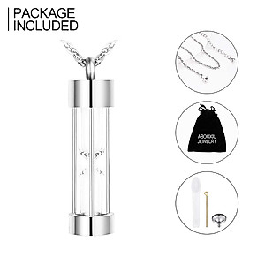 abooxiu Hourglass Ashes Necklace for Men for Women Urn Necklace for Ashes Stainless Steel Memorial Keepsake Cremation Jewelry Ashes Holder - Silver
