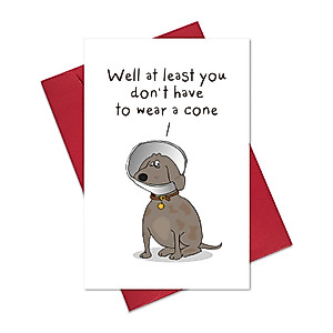 Funny Get Well Soon Card Gift, Humor Speedy Surgery Recovery Card for Him Her Friends, At Least You Don't Have to Wear A Cone