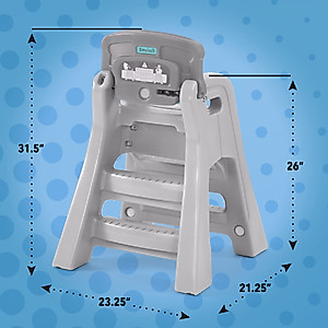 Simplay3 Big Kids Booster Seat, Lightweight Toddler Booster Chair for Dining Table and Kitchen, Toddler Kitchen Helper, Made in USA Gray