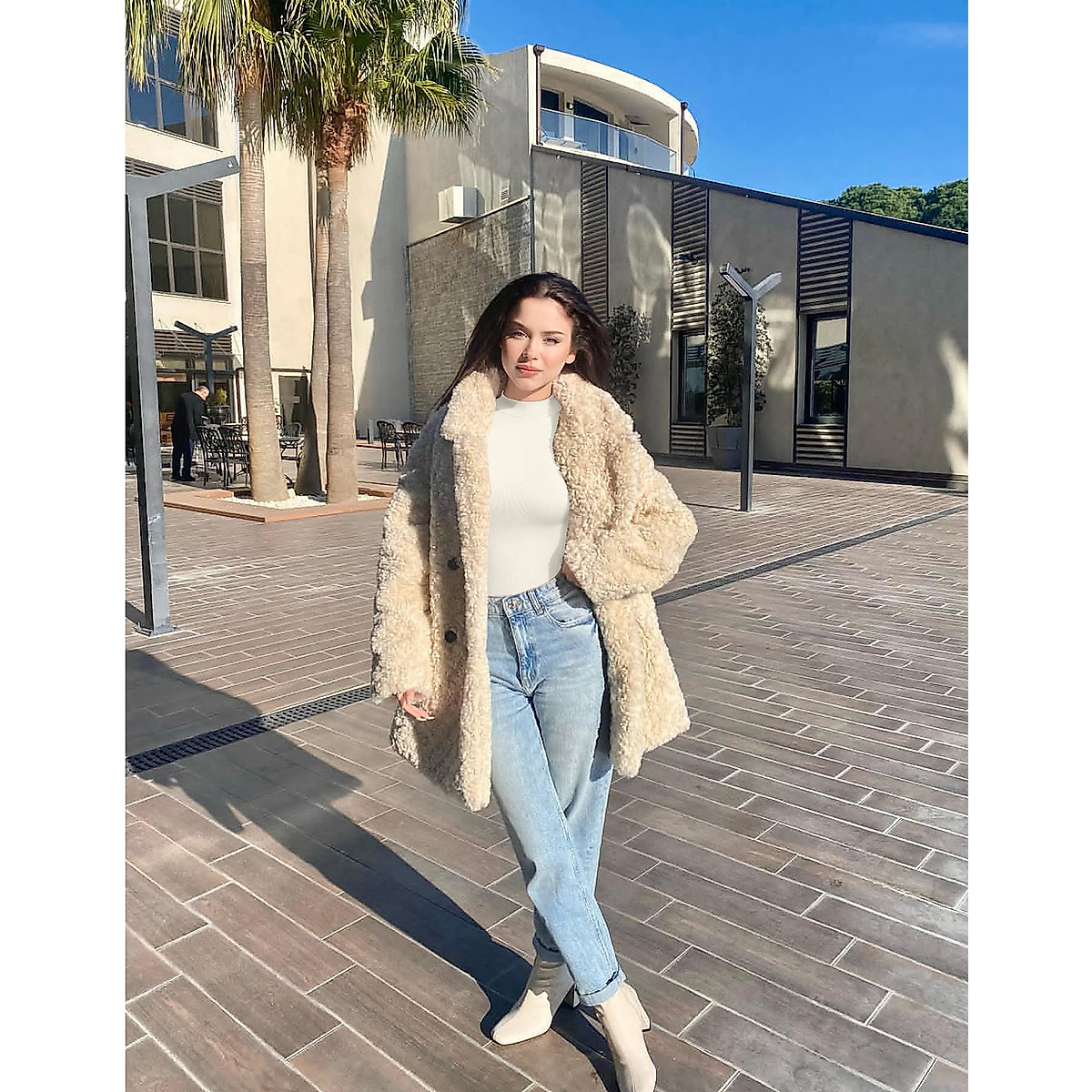 OQQ Women's 2 Piece Long Sleeve High Neck Shirt Stretch Fitted Underscrubs Layer, Black,beige, Large