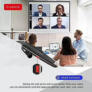 Glazata Wireless Headset with ENC Dual Mic Noise Canceling & Mute Key, apt-X & apt-X HD for Driving, Office, Business, Compatible with Cell Phone and PC 「Black」