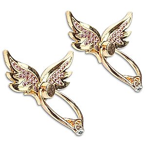 Angel Wings Glitter Bling Bling Phone Ring Holder, 2 Pack Sparkle Phone Ring Grip Artificial Diamond Stand,Rhinestone Cell Finger Ring for Phones,Pad