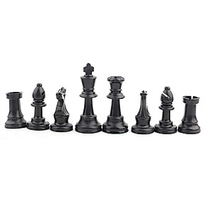 Chess Pieces Set, 32 Pcs Plastic Chessmen Set -16 Pcs Black & 16Pcs White Pieces for International Chess Game (Large 77mm)