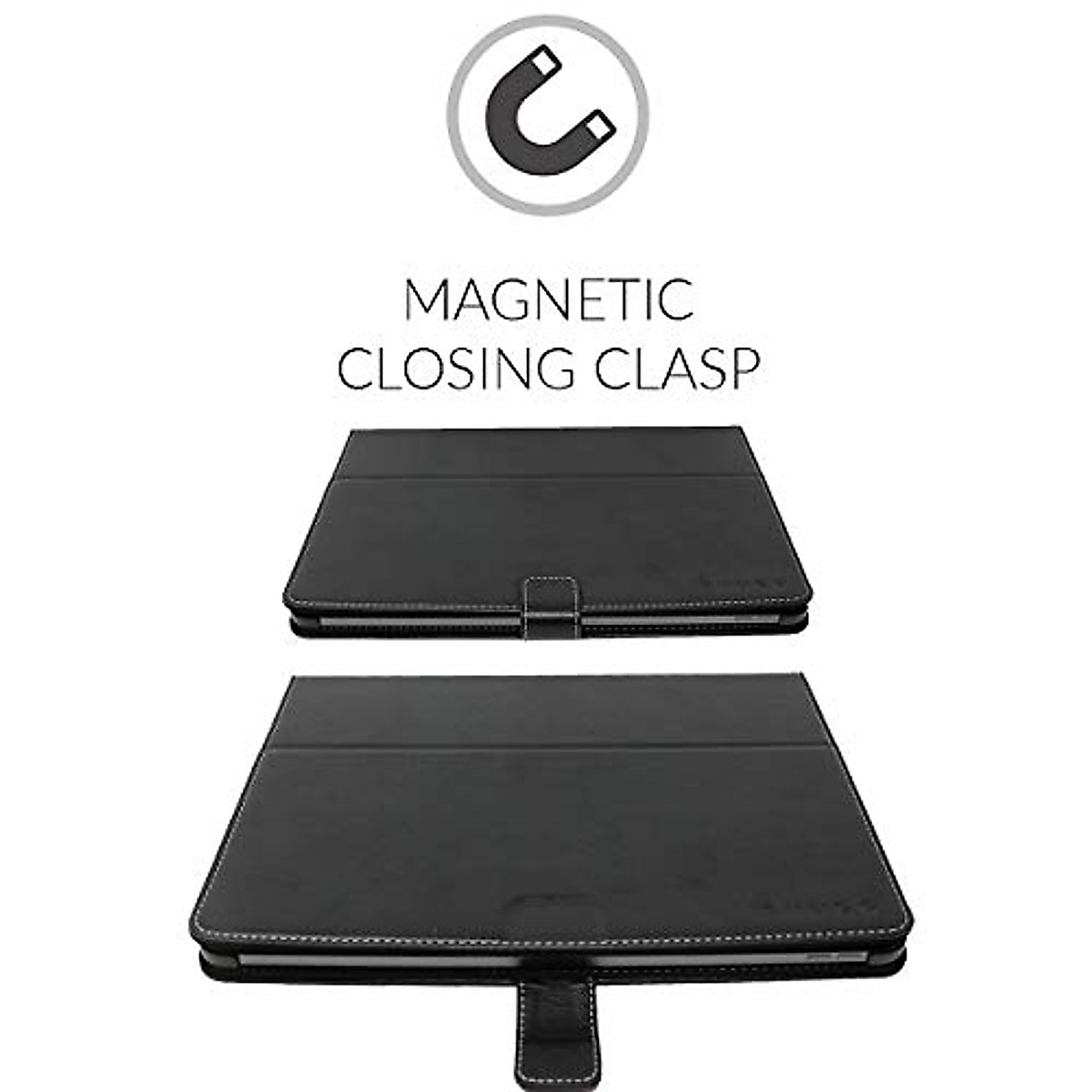 Snugg iPad Pro 11" Leather Case with Stand, Magnetic Closure, Protected Corners and Auto Sleep/Wake Function - Blackest Black