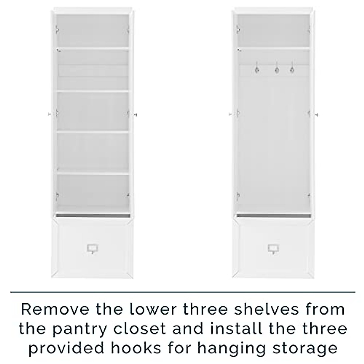 Crosley Furniture Harper 3-Piece Entryway Set with 3 Pantry Closets, White
