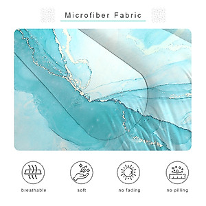 EDGZKO Blue Twin Comforter Set: Twin Size Light Blue Marble Bedding Sets for Teens Girls Kids Abstract Glitter Marbling Quilt Duvet Bed Set 1 Comforter & 1 Pillow Case