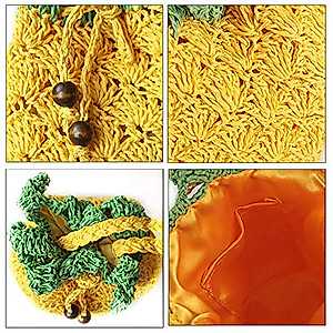 Goclothod Mini Handbag Cute Fruit Straw Cross-body Bag Weave Summer Beach Travel Satchel Shoulder Bag Phone Pouch Coin Purse (Pineapple)