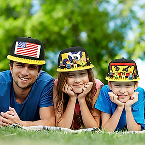 Yanscian Snapback Hat Flat Bill Baseball Cap Building Block American US Flag for Kids & Adults Black…