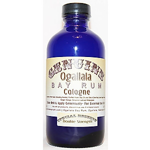 8 oz Genuine Ogallala Bay Rum Cologne – SPECIAL RESERVE Double Strength Cologne comes in a cobalt blue bottle.
