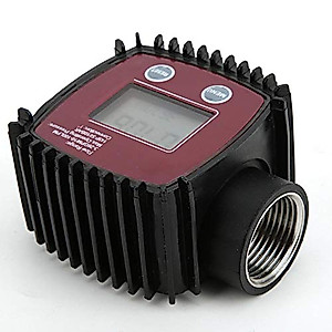 Liquid Water Flowmeter,K25 1in Female Thread Digital Display Flowmeter,High Flow Sensor 10-120L/MIN 0-999999(Red)