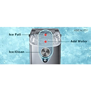 Xbeauty Nugget Ice Maker-Nugget Ice Maker Countertop Up to 35lbs of Ice a Day with Self-Cleaning,Stainless Steel,Removable Ice Basket&Scoop for Home/Kitchen/Office/Party,Stainless Steel Silver
