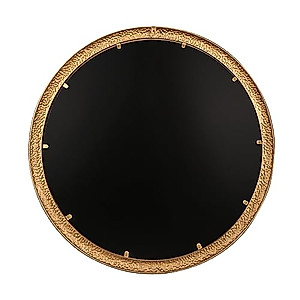 Varsoul 30 * 30in Antique Gold Decorative Metal Framed Round Wall Mirror，Decorative Accent Wall Mirrors Modern for Living Room, Entryway, Foyer, Hallway, Bedroom