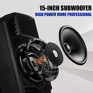 PA Speaker System - Active Bluetooth Compatible Speaker with USB, 15 inch Rechargeable Powered Dj, 2 Wireless Microphone.