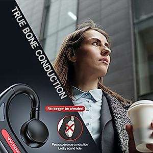 Mosonnytee Bone Conduction Headphones Bluetooth Open Ear Workout Headphones with Microphone IPX5 Waterproof Handsfree Wireless Ear Clip Bone Conduction Headphones with 6-Hours (Black)