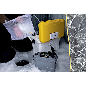 Frabill Pow'R Source Storage Box | Water Resistant Lightweight and Portable Power 12V 10 AH Power Source and Storage Box, Gray