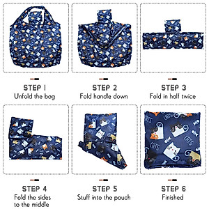 Weewooday 18 Pieces Foldable Reusable Shopping Bags Machine Washable Grocery Bags Waterproof(Cute Style)