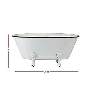 Foreside Home & Garden White Black Distressed Rim Enamel Decorative Bathtub