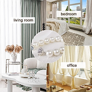 Canjuxk Magnetic Curtain Tiebacks, 4 Pack Pearl Drapery Tie Backs Weave Holder for Window Draperies Hold Curtains Drape Ties Backs Holdback, Bedroom Home Decor