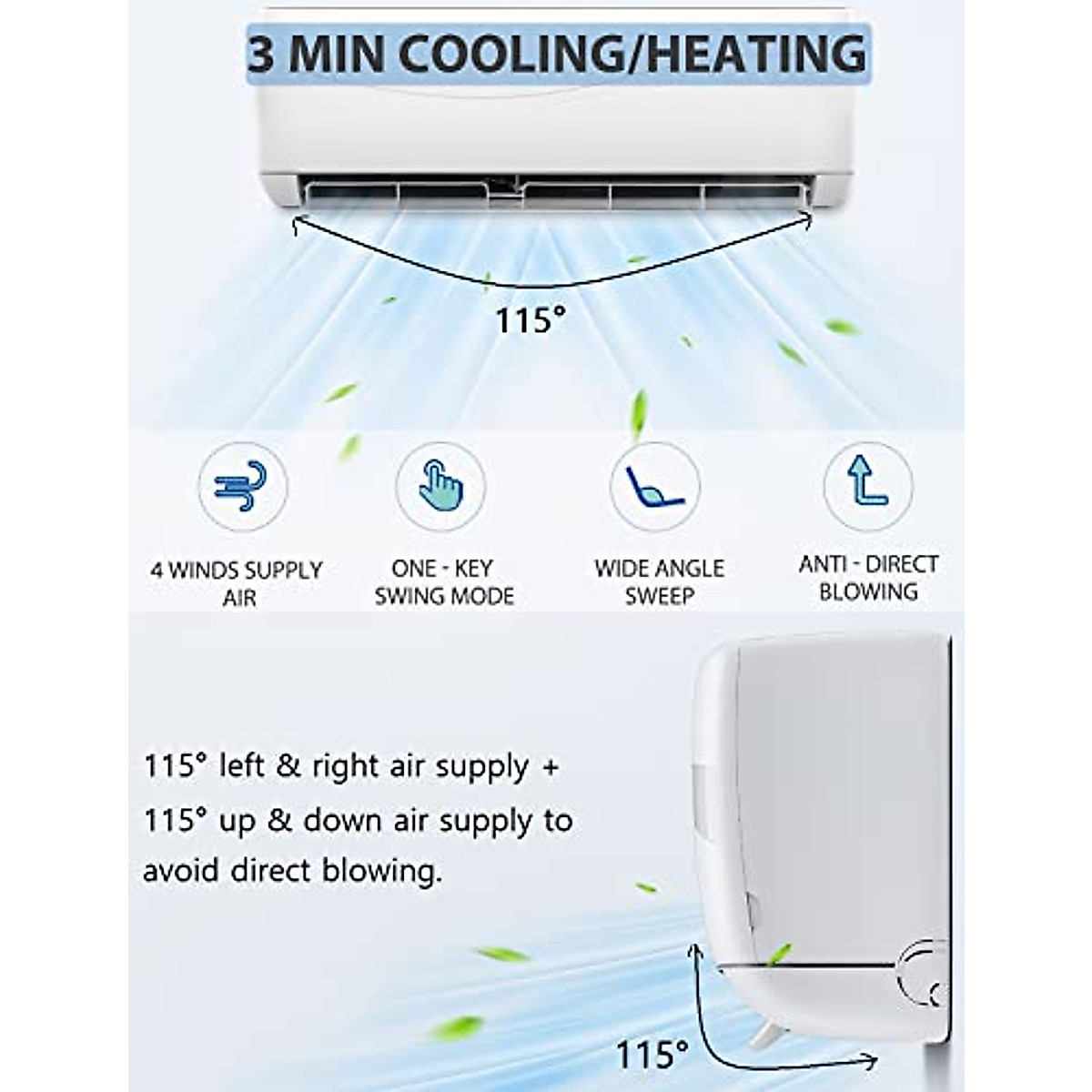 SIMOE 12000BTU Mini Split Air Conditioner and Heater, 115V 20 SEER2 Ductless AC Unit with 1 Ton Heat Pump & Ductless Inverter System, Energy Efficient Unit Rooms up to 750 Sq.Ft