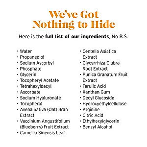No B.S. (No Bad Stuff) Vitamin C + E Serum - Firming Face Serum for Anti-Aging, Smooths, Hydrates, Plumps Fine Lines & Reduces Dark Spots (1 fl oz)
