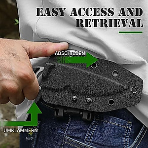 Omesio Small Fixed Blade Knife, Tactical Hunting Camping Survival Knife with Kydex Sheath, Full Tang Stainless Steel 2.68-Inch Drop Point Blade G10 Handle, EDC Neck Knife, White