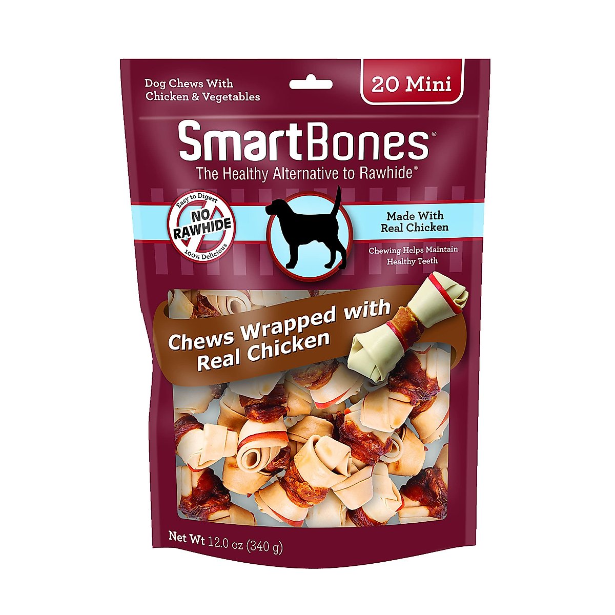 SmartBones Chicken-Wrapped Sticks, Treat Your Dog to a Rawhide-Free Chew Made With Real Chicken and Vegetables 20 Count (Pack of 1)