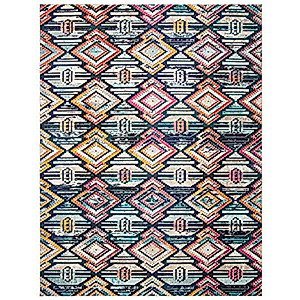 SAFAVIEH Madison Collection 10' x 14' Black / Orange MAD455Z Moroccan Boho Diamond Distressed Non-Shedding Living Room Bedroom Dining Home Office Area Rug
