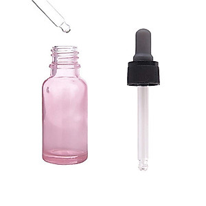 3Pcs Pink Glass Essential Oil Dropper Bottles Containers Empty Round Bottles with Glass Eye Dropper Dispenser for Transfer Storing Oils Perfume Aromatherapy Lotion Cosmetic Sample Liquid (5ML)