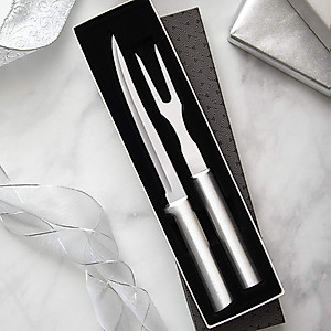 Rada Cutlery Knife 2-Piece Carving Set with Stainless Steel Blades with Brushed Aluminum, 11 Inches, Silver Handle