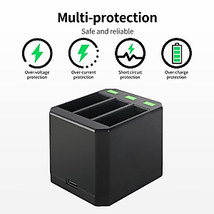 Seternaly Hero 8/7 Battery (3-Pack 1500mAh), Replacement Batteries Charger Compatible with Gopro Hero 8/7/6/5 and Hero 2018