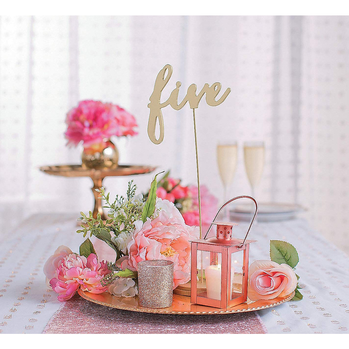 Fun Express Wood Cursive Table Numbers (Gold Set of 1-24) Wooden Calligraphy style for Wedding and Party Events